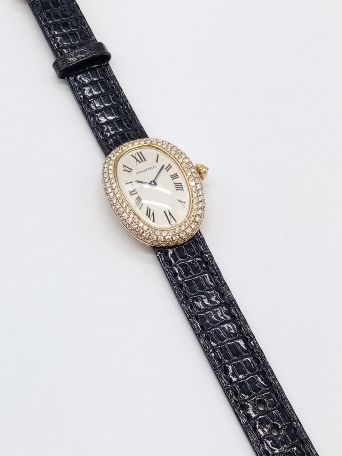 Vintage 18ct gold Cartier ladies quartz watch with oval face and ...