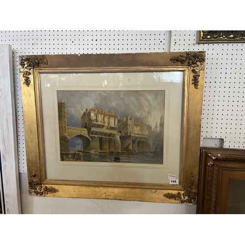 CIRCLE OF JOSEPH JOSIAH DODD (1809-1894) OLD LONDON BRIDGE Watercolour ...