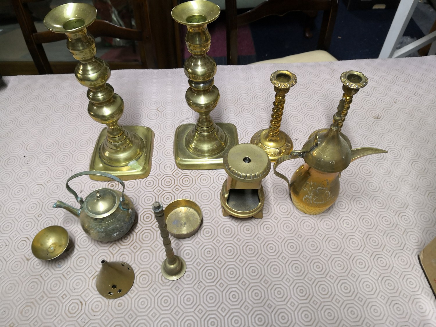 Selection of brassware