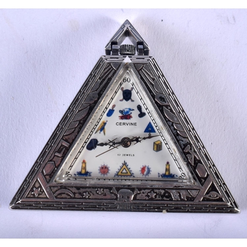 A CERVINE TRIANGULAR MASONIC POCKET WATCH. 4.9cm x 5.5cm, w... | Barnebys
