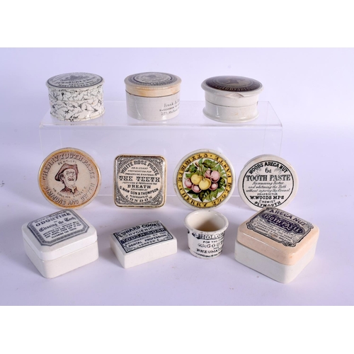 A RARE COLLECTION OF ANTIQUE TOOTHPASTE AND GOUT POTS in var... | Barnebys