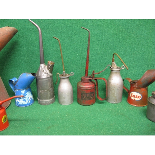 Nineteen assorted oil cans and pourers to include: Esso, Wesco, Reilang ...