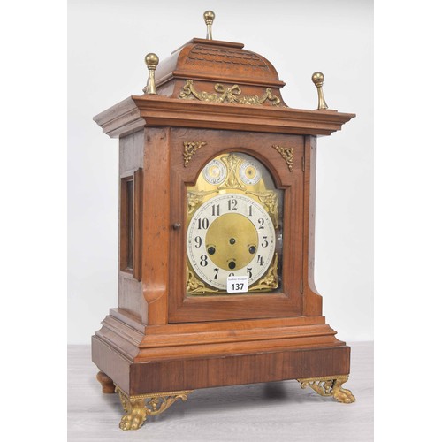 Junghans walnut cased three train bracket clock in need of r... | Barnebys