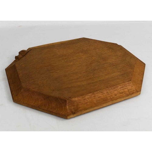 Robert Thompson 'Mouseman' oak octagonal bread board with si... | Barnebys