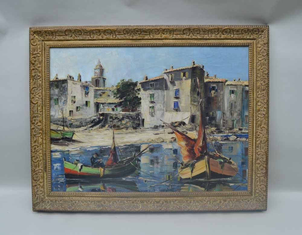MAURICE LEGENDRE (French,B.1928) The harbour St Tropez, oil on canvas ...