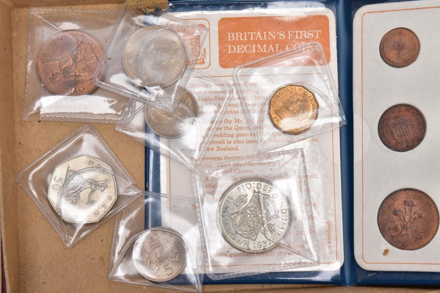 TWO BOXES OF BOXES OF UK COINAGE to include a 1937 George VI specimen ...