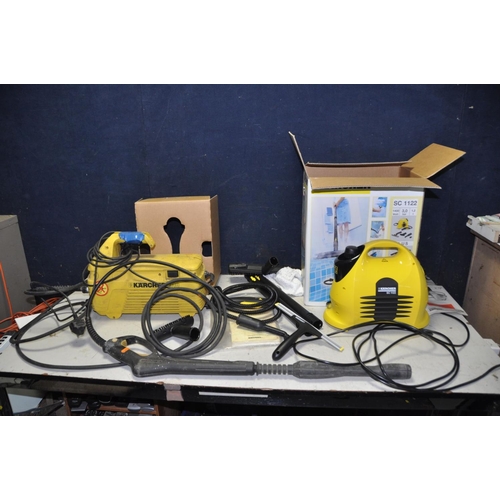A KARCHER SC1122 STEAM CLEANER with a quantity of attachments and a ...