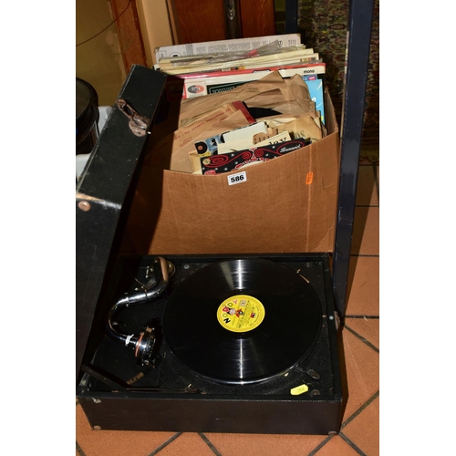 ONE BOX OF RECORDS, 78S, LPS, 45S TOGETHER WITH A GRAMOPHONE RECORD ...
