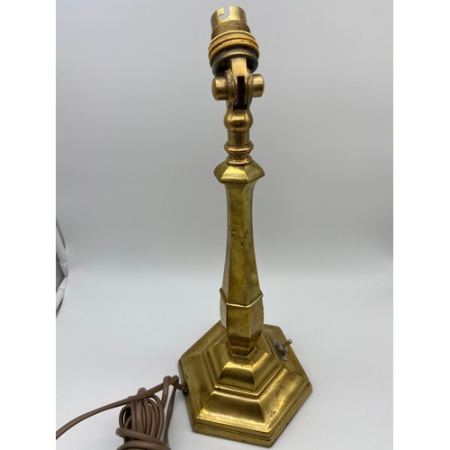Antique brass weighted ships desk lamp - auctions & price archive