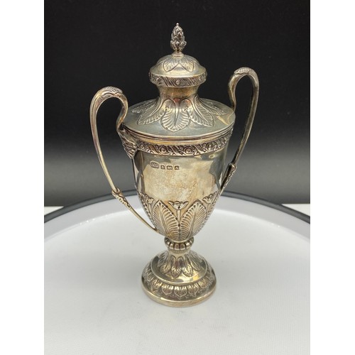 A Birmingham silver two handle ornate raised relief trophy p... | Barnebys
