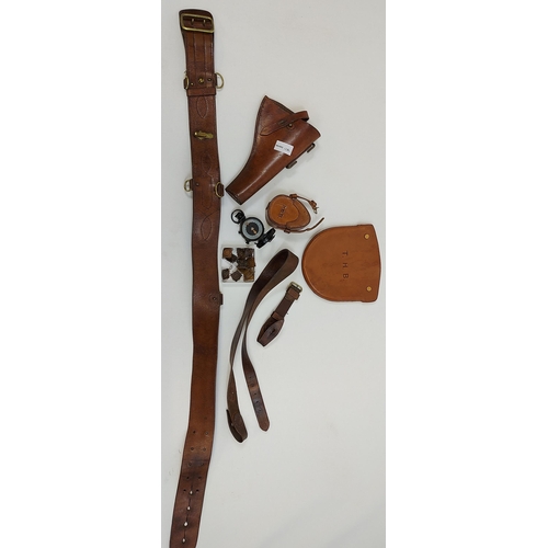 Antique leather gun holster, Compass with mother of pearl in... | Barnebys