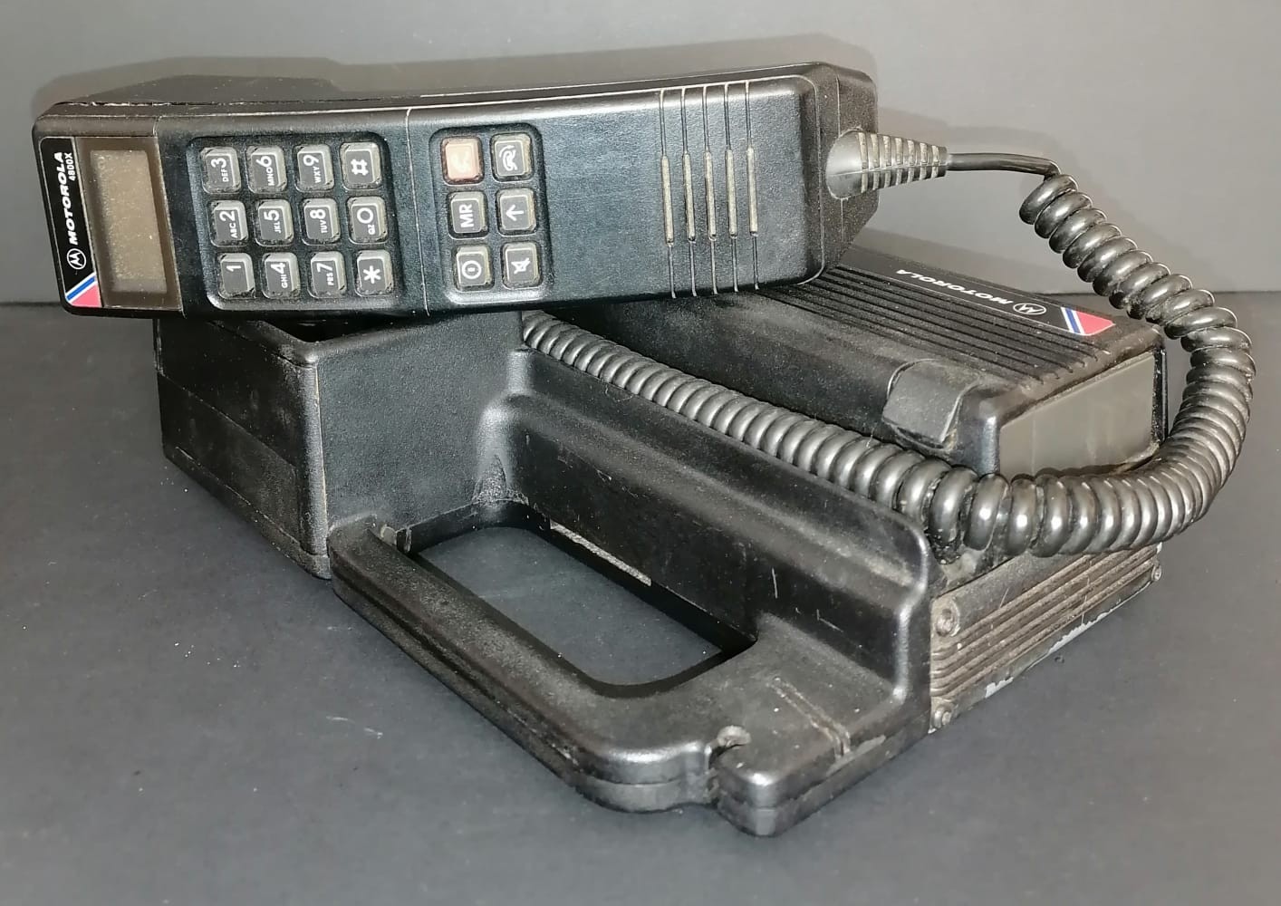 Vintage Motorola 1980s mobile phone unit..