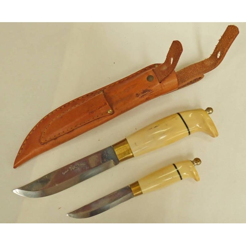 NORWEIGAN GEILO NORGE KNIFE WITH ITS LEATHER SCABBARD AND SM... | Barnebys