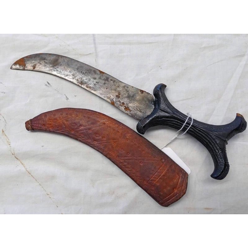 TRIBAL KNIFE/DAGGER WITH 19.7 CM SLIGHTLY CURVED DOUBLE EDGE... | Barnebys