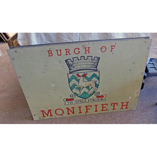 DOUBLE SIDED BURGH OF MONIFIETH SIGN | Barnebys
