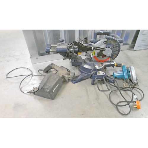 MACALLISTER SLIDE MITRE SAW, MAKITA N500 CIRCULAR SAW, AND B... | Barnebys