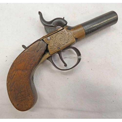 19TH CENTURY PERCUSSION BOX LOCK PISTOL WITH 4CM ROUND TURN-... | Barnebys