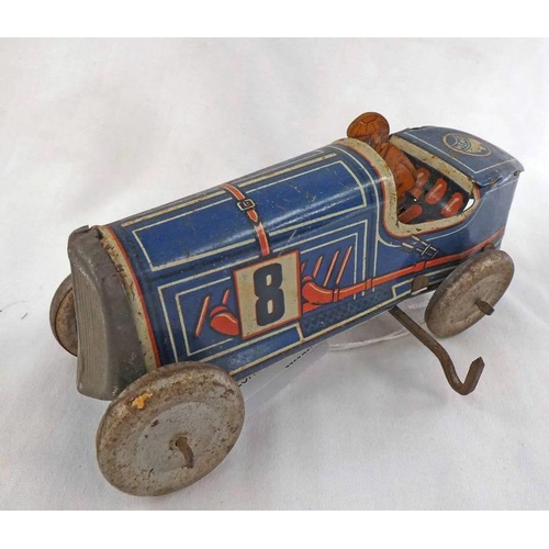 MEMO TOY TINPLATE CLOCKWORK RACING CAR | Barnebys