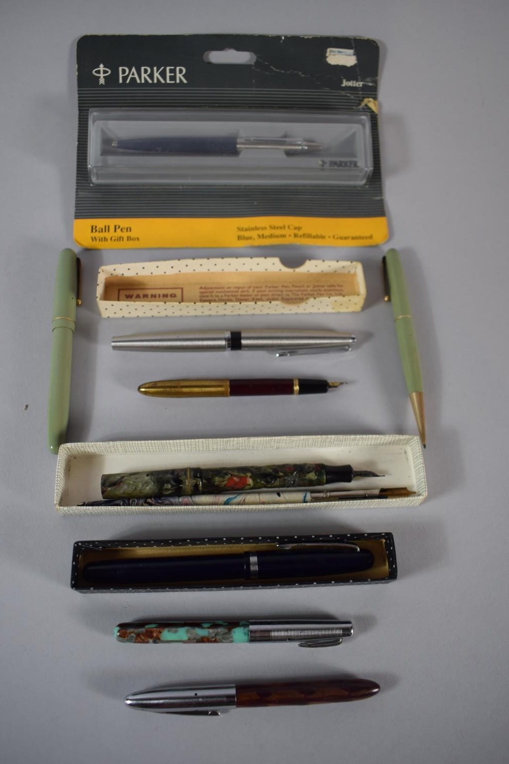 A Collection of 10 Vintage Pens and a Ballpoint to Include Parker