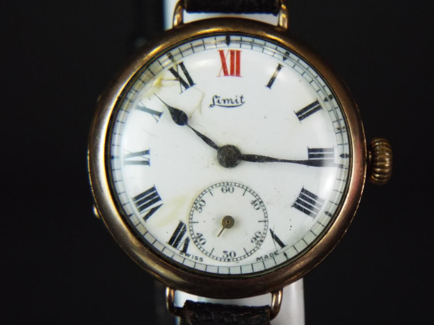 Vintage Limit Swiss watch. Gold plated Dennison case. Enamel face with ...