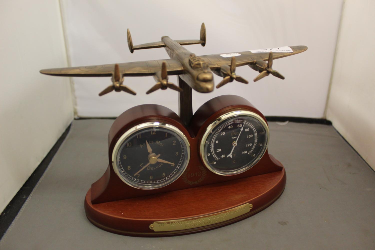 BRADFORD EXCHANGE 70th ANNIVERSARY 'LANCASTER BOMBER' CLOCK