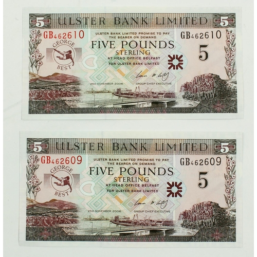 Banknotes: [Ulster Bank Limited] Two consecutive Five Pound Sterling ...