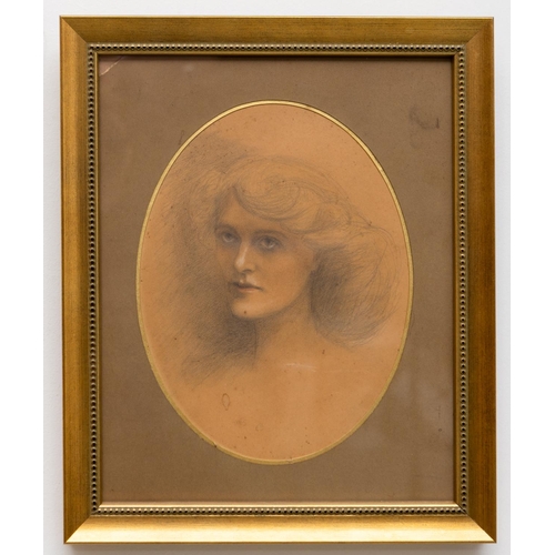 Maud Gonne (1866-1953) "Self Portrait," c 1906 pencil and gouache on paper, approx. 24cms x 19cms (9