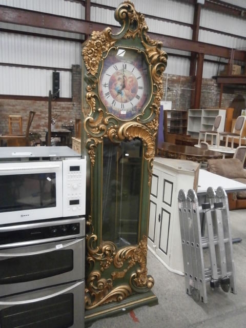 1970's continental style reproduction HERTZ grandfather clock with ...