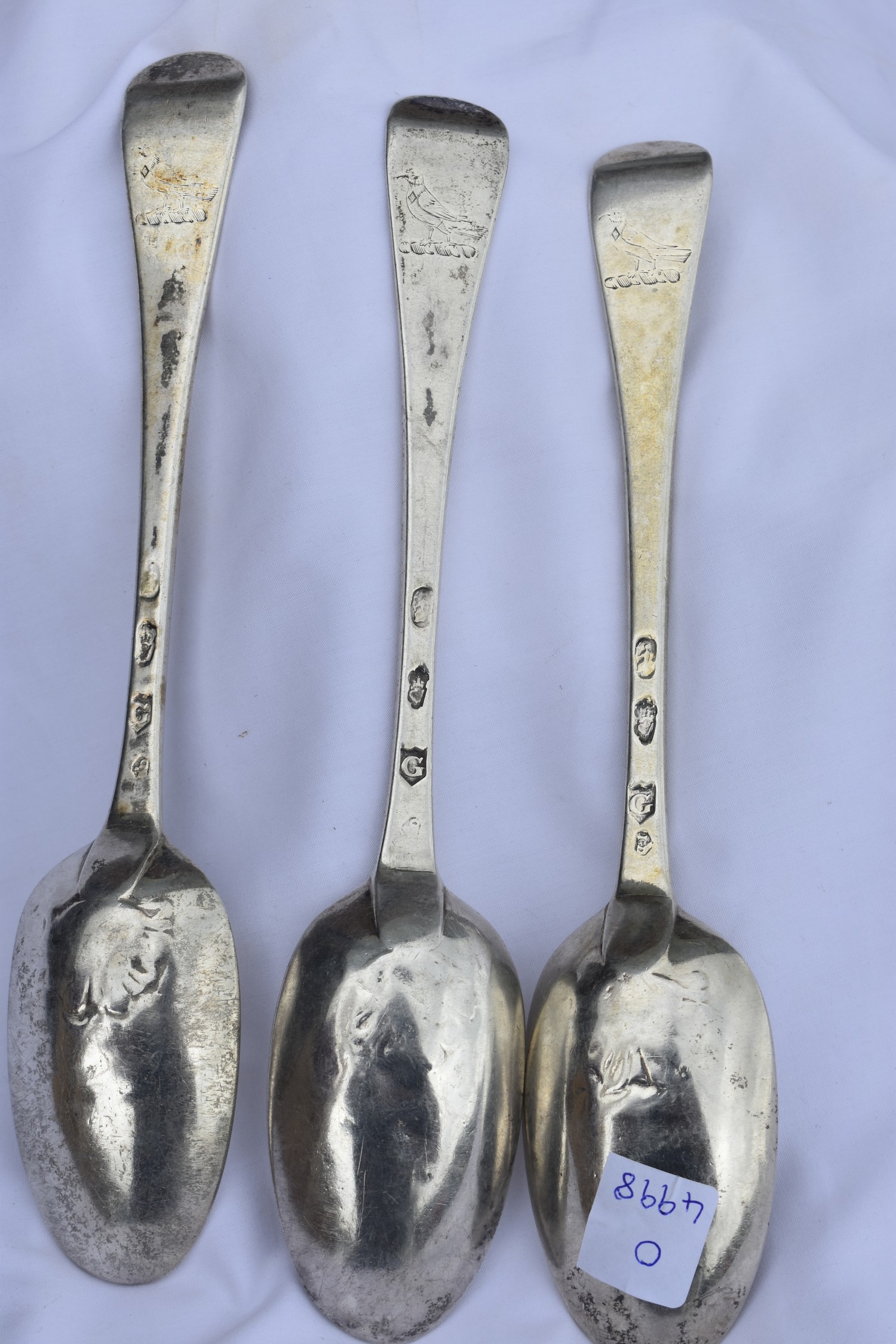 SET 3 EARLY IRISH SILVER SPOONS 224 GRAMS