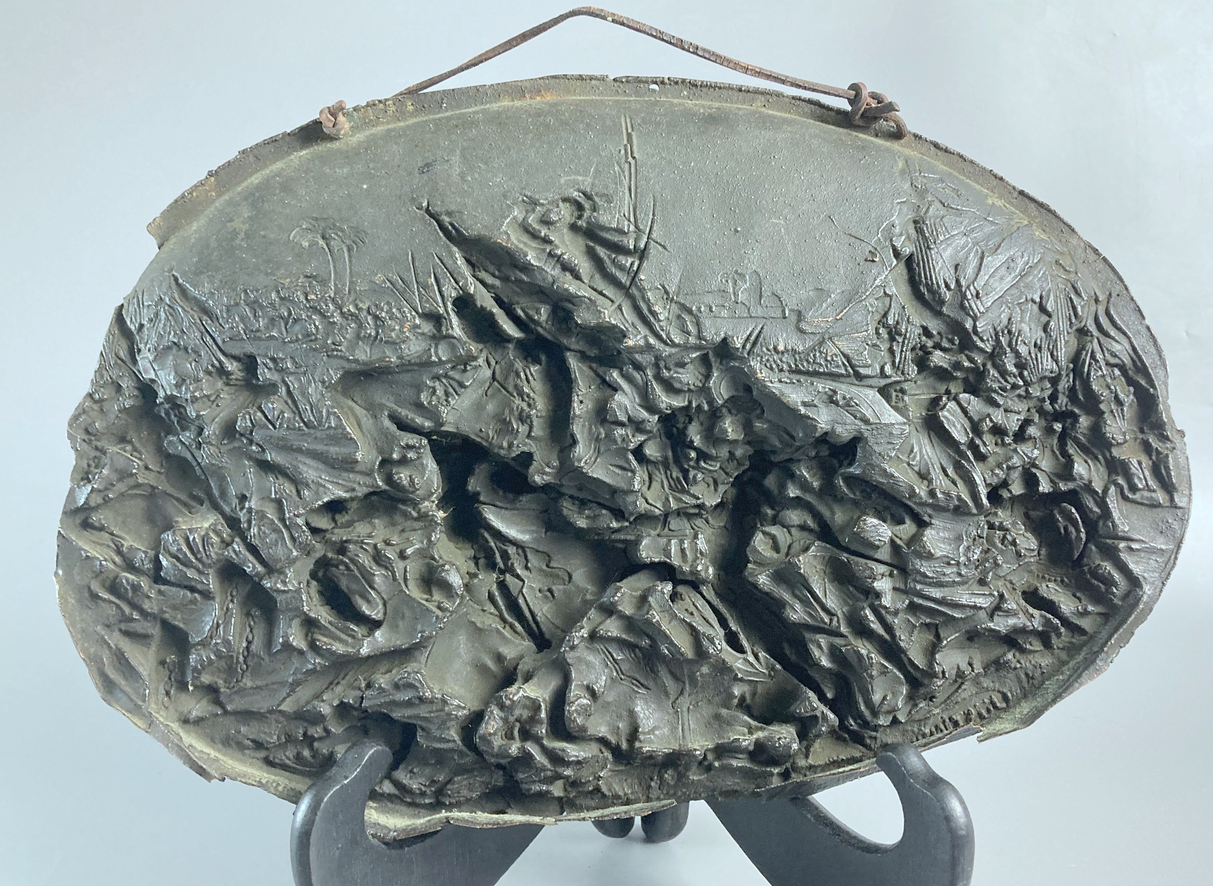 19th Century repousse relief plaque by Justin Mathieu. Depicting St ...