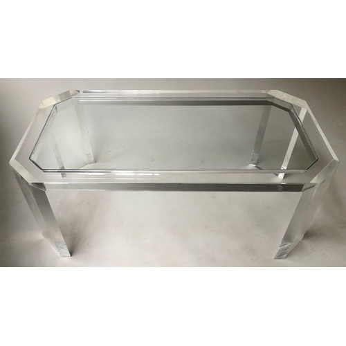 LUCITE COFFEE TABLE, rectangular with canted corners and gla... | Barnebys
