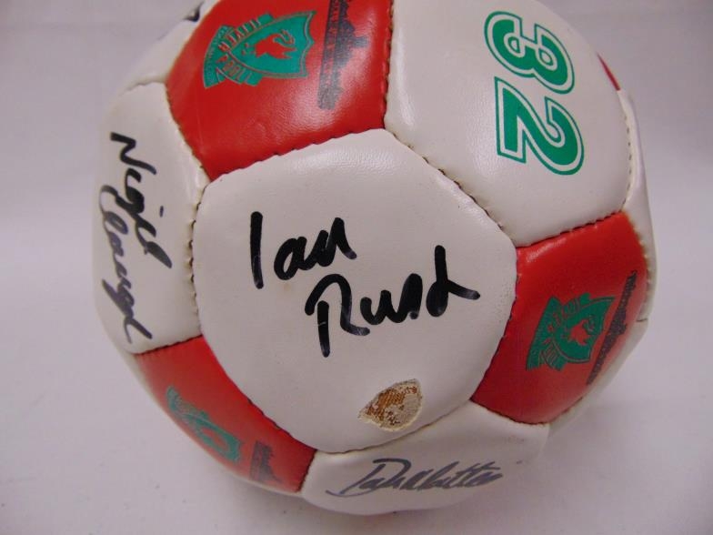 Signed 1980's Liverpool F. C. football, signatures incl. Ian Rush.