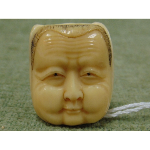 19th century ivory netsuke, two sided face, 1.25" high | Barnebys