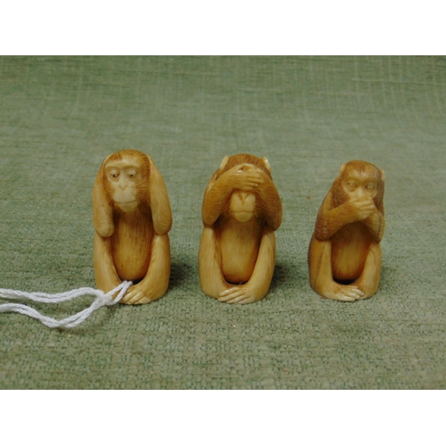 Three 19th century carved ivory figures, Three Wise Monkeys,... | Barnebys