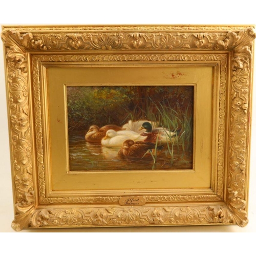 Alfred Banner, oil on canvas, Forty Winks, sleeping ducks on water ...