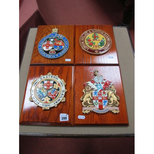 Four Modern Railway Livery Plaques, mounted LNER, LYR, NER a... | Barnebys