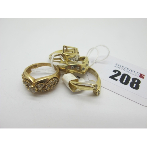 Four Modern Dress Rings, with inset highlights, stamped "585... | Barnebys