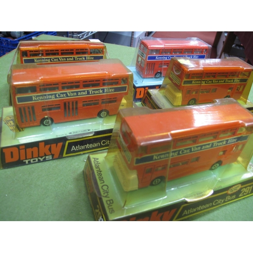 Five Dinky '291' Atlantean City Bus, all red liveries, four ... | Barnebys