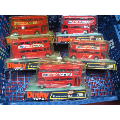 Five Dinky '289' Routemaster Buses, all red livery, Esso Saf... | Barnebys