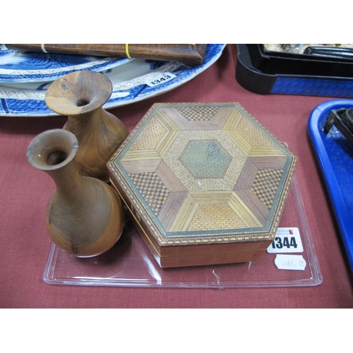 Hexagonal Straw Work Box, in varying patterns, 14.5cm wide, ... | Barnebys