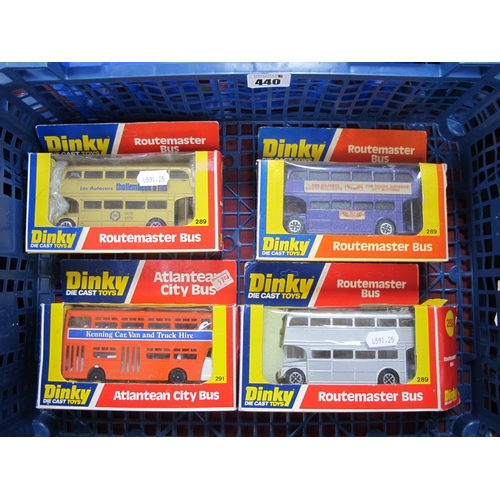 Four Dinky Diecast Model Double Decker Buses, comprising of ... | Barnebys