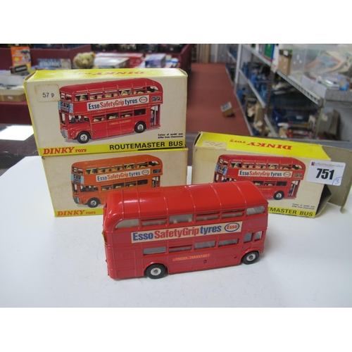 Three Dinky #289 Routemaster Buses, Red liveries, all with E... | Barnebys