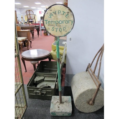 Bus Stop Temporary Stop Sign W.Y.P.T.E, green painted metal,... | Barnebys