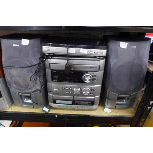 Aiwa stacking hi-fi system with speakers | Barnebys