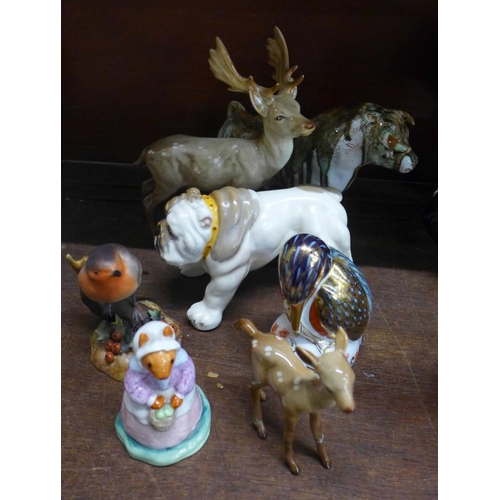A Crown Devon model of a bulldog, a/f, a Royal Crown Derby k... | Barnebys