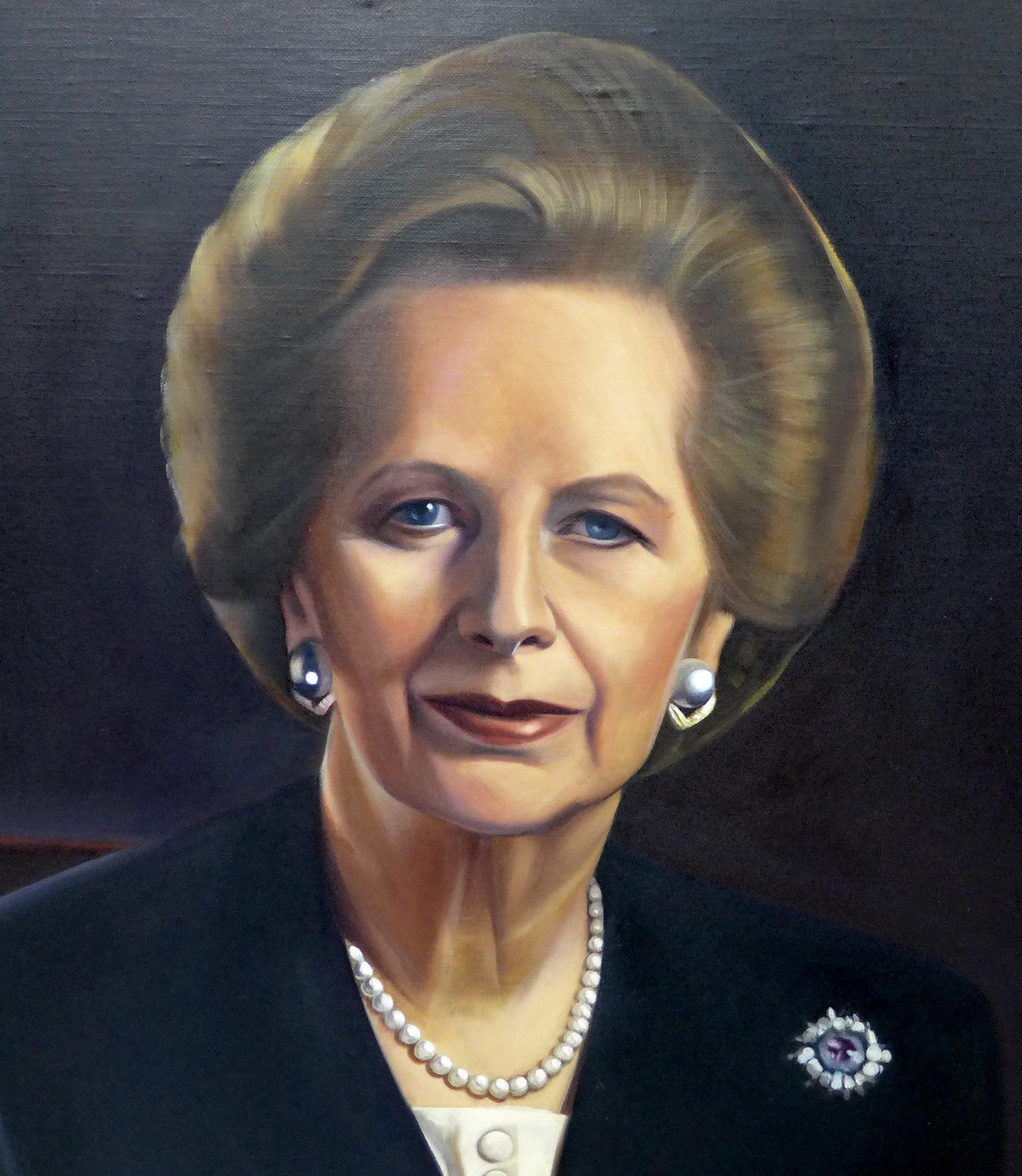 Diccon Swan (British, b. 1947): portrait of Margaret Thatcher, signed ...