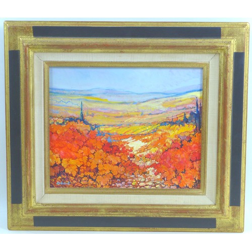 Patrick Robart (French 21st century): 'Rieux-en-Val' landscape, acrylic ...