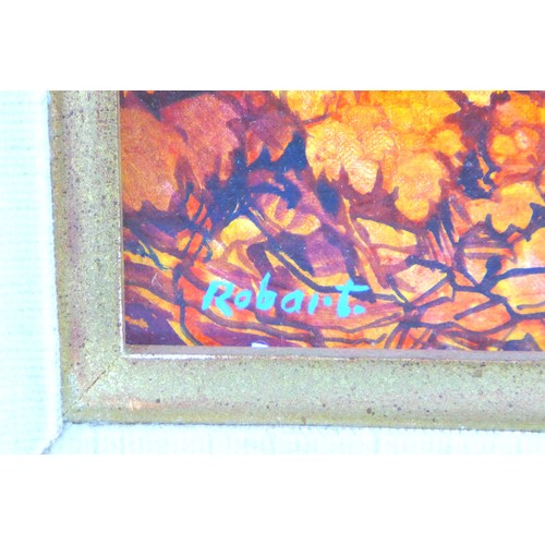 Patrick Robart (French 21st century): 'Rieux-en-Val' landscape, acrylic ...