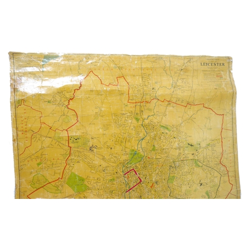 A vintage Geographia roll up map of Leicestershire, with woo... | Barnebys