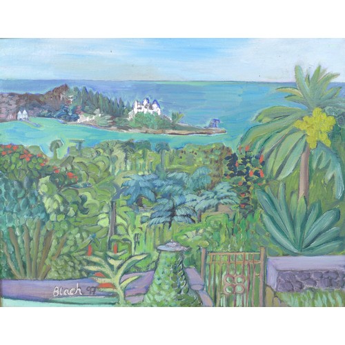 Blach (late 20th century): a Caribbean view, oil on canvas, ... | Barnebys